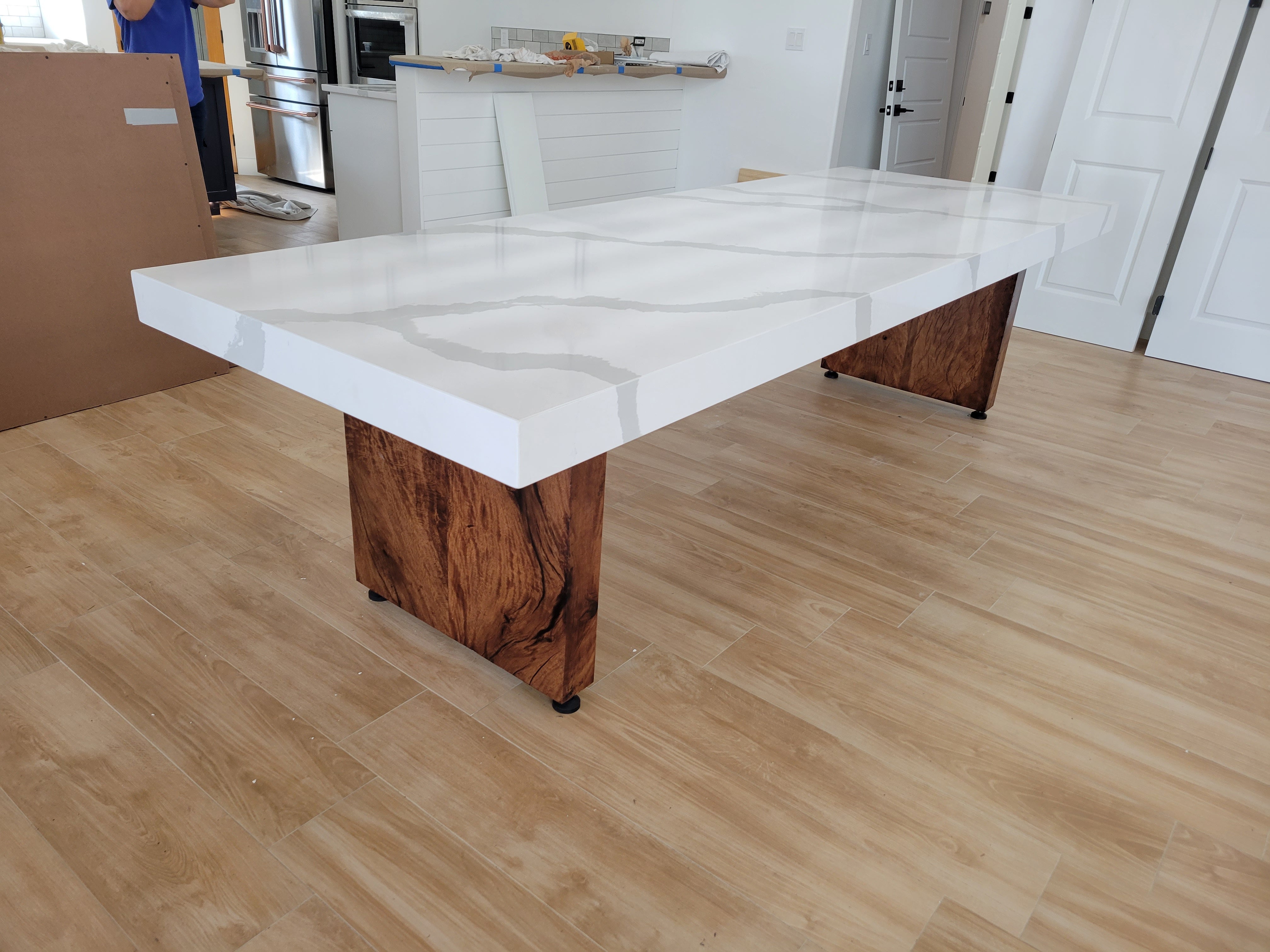 Quartz Diing table w/ custom Live Oak legs | Coleto Creek Mill & Design